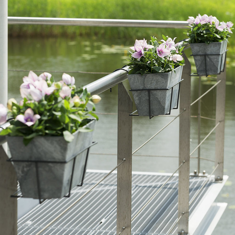 Ella Artstone Balcony Trough Planter - Grey | Hortology - HORTOLOGY
