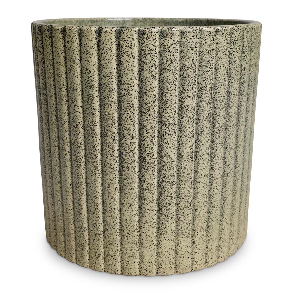 Azalea Ribbed Plant Pot - Speckled Green Stone | Hortology - HORTOLOGY