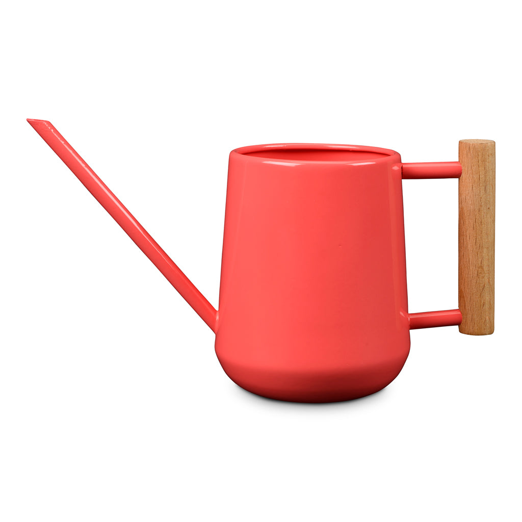 Indoor Watering Can 0.7L - Coral with Beech Handle | HORTOLOGY