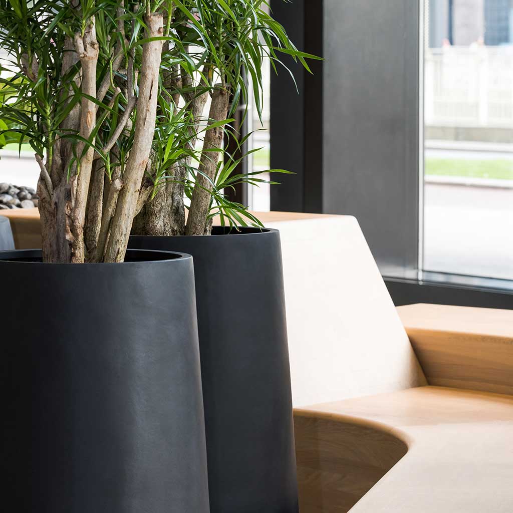 Nax Natural Tall Planter - Black Planters | Hortology - HORTOLOGY