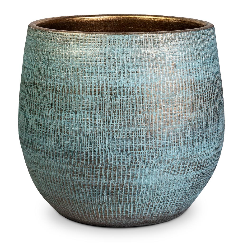 Ryan Plant Pot - Blue gold - Quality Plant Pots | Hortology - HORTOLOGY